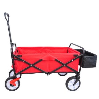 Portable Collapsible Trolley Garden Storage Cart Station Wagon, Red ...