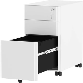 3-Drawer Slim File Cabinet with Lock - 11.8"D x 11.8"W x 23.4"H - Bed ...