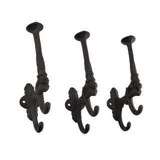 Rustic Brown Cast Iron Dragon Head Wall Hook Set of 3 - 7 X 1.75 X 3.75 ...