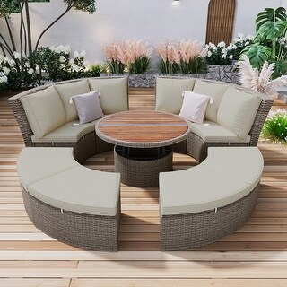 All-Weather Outdoor Round Rattan Sofa Set - Bed Bath & Beyond - 40437739