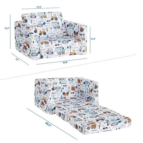Kids Sofa, Children's 2 in 1 Convertible Sofa to Lounger - Bed Bath ...