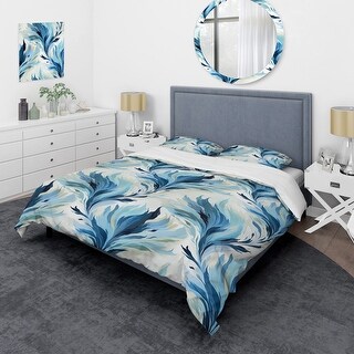 Designart "Blue And White Coastal Ikat Breeze" Ikat Bedding Set With ...