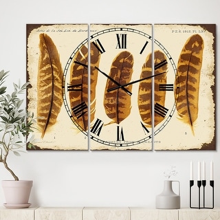Designart 'Five Pheasant Feathers ' Oversized Cottage Wall Clock - 3 ...