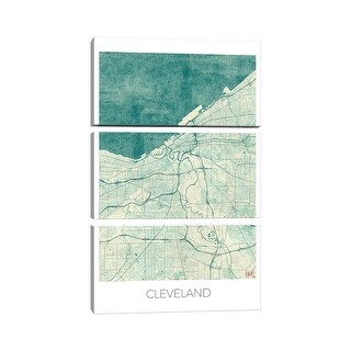 iCanvas "Cleveland Vintage Blue Watercolor Urban Blueprint Map" by ...