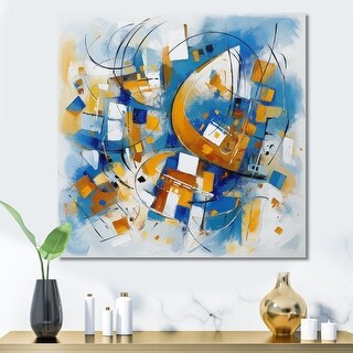 Designart "Blue Abstracted Fractals And Dimensions I" Modern Geometric ...