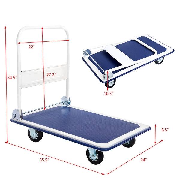 660lbs Platform Cart Dolly Folding Foldable Moving Warehouse Push Hand ...