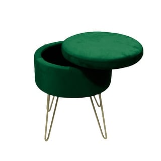 Modern Xan Round Green Velvet Storage Stool - Bed Bath & Beyond - 33951333