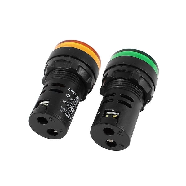 2 Pcs Green Yellow LED Pilot Light Panel Indicator 22mm DC 24V 20mA ...