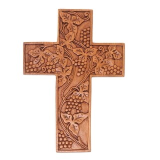 Novica Handmade Grape Leaves Wood Wall Cross - Bed Bath & Beyond - 34502515