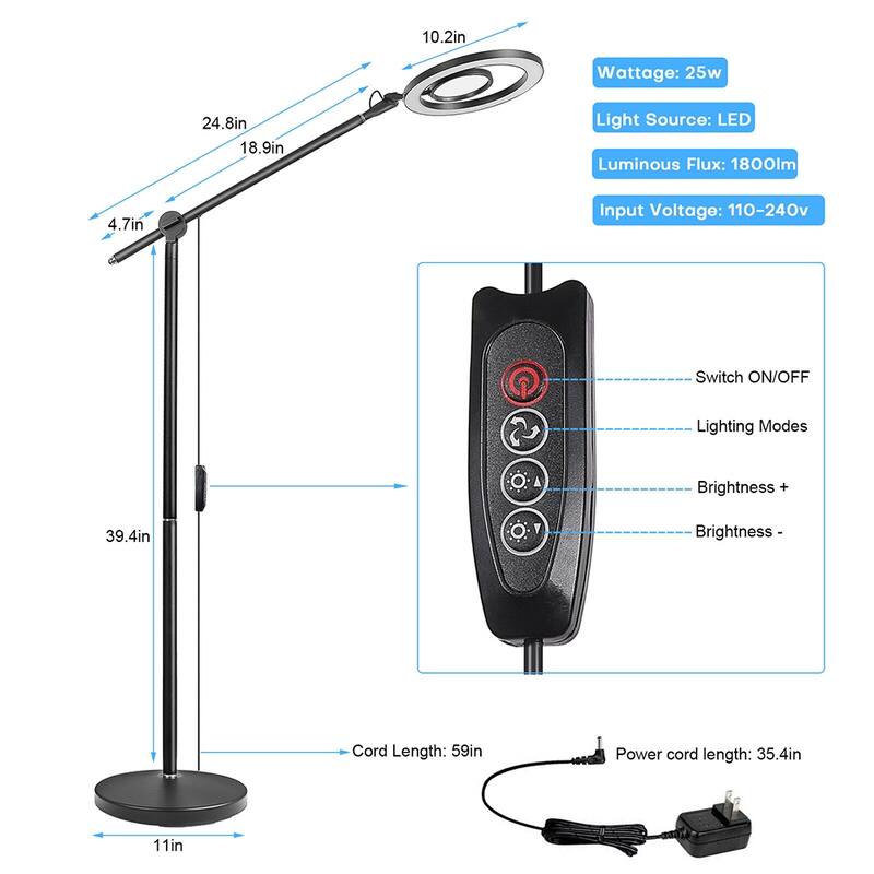 Professional 6x Magnifying Glass Lamp Adjustable LED Lighted Magnifier ...
