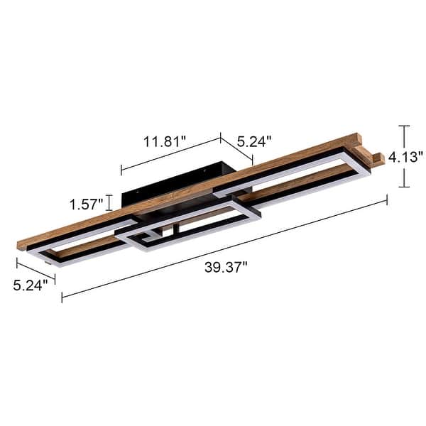 Integrated LED Rectangle Wood Semi Flush Mount Ceiling Light for ...