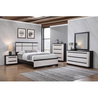 Felicia 5 Piece White Black Panel Bedroom Set - Bed Bath & Beyond ...