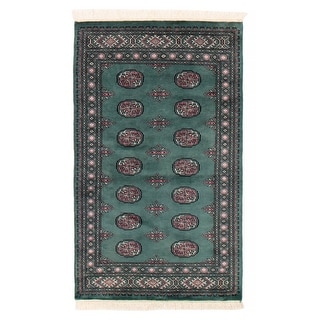 ECARPETGALLERY Hand-knotted Finest Peshawar Bokhara Green Wool Rug - 3 ...