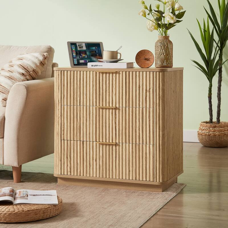 GDF Studio - Halden Modern 3-Drawer Dressers with Wave Design, Bedroom ...