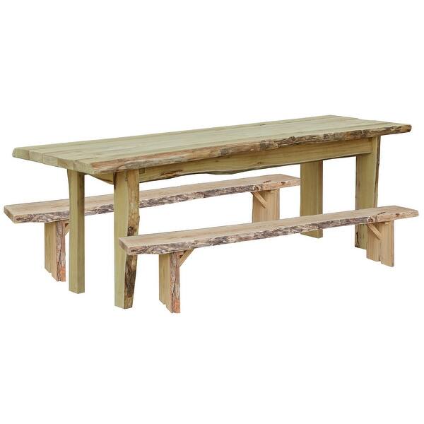 Live Edge Locust Wood 8' Autumnwood Table with 8' Wildwood Benches - On ...
