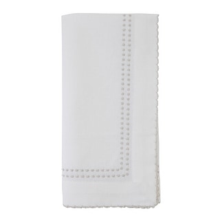 Table Napkins With Embroidered Border Design (Set of 4) - 18"x18" - Bed ...