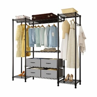 Garment Rack Clothes Rack, 4 Tiers Closet Organizers Storage Clothing ...