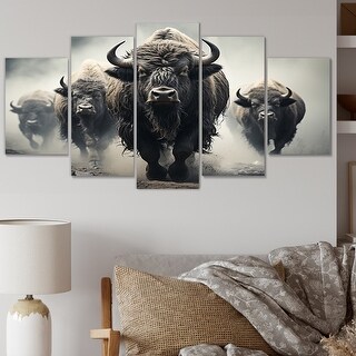 Designart "Grey Buffalo Gentle Guardians I" Animals Art Living Room Set ...