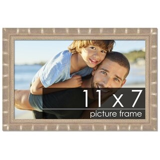 11x7 Bamboo Silver Complete Wood Picture Frame with UV Acrylic, Foam ...