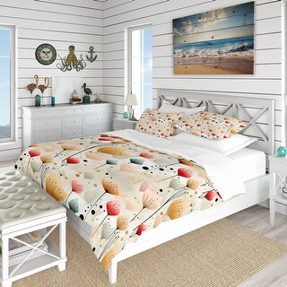 Designart "Subdued Expression II" Red Floral Bedding Cover Set With 2 ...