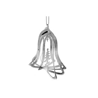 Christmas Spinning Silver Metal Ornament Bell - Set of 12 - Bed Bath ...