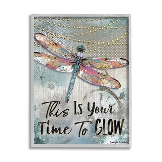 Stupell Lights This Is Your Time To Glow Inspirational Dragonfly Framed ...