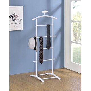 Sleek Metal Valet Stand with Wood Shelf - Bed Bath & Beyond - 39217785