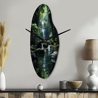 Designart - Waterfall Hidden Oasis Forest II - Waterfall Large Wall ...