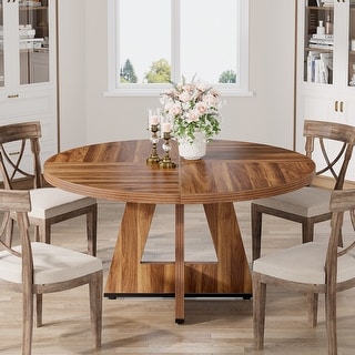 Round Dining Table for 4, 47 Inch Farmhouse Kitchen Table - On Sale ...