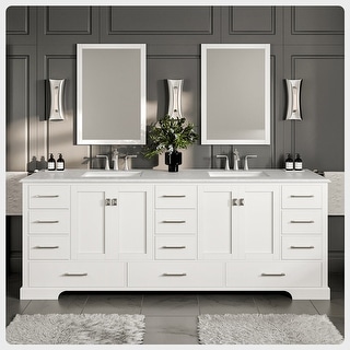 Eviva Storehouse 84 inch White Bathroom Vanity with White Carrara ...