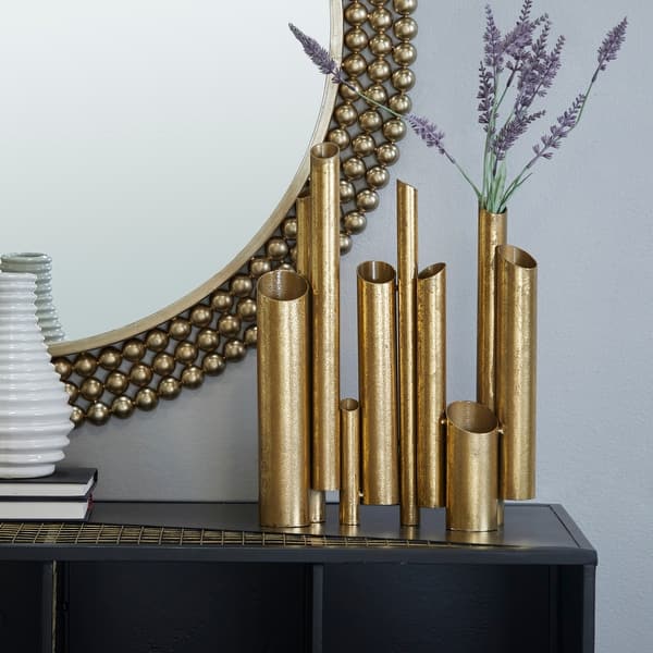 CosmoLiving by Cosmopolitan Gold Metal Organ Pipe Decorative Vase - 11 ...