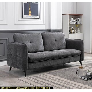Contemporary grey fabric upholstered sofa, buttons, tufts and ...