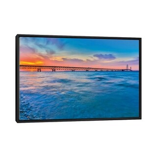 iCanvas "Sunset Over Mackinac Bridge" by Dan Sproul Framed Canvas Print ...