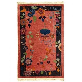 Canvello Antique Chinese Art Deco Rug - 3' X 4'11'' - Rose - Bed Bath ...