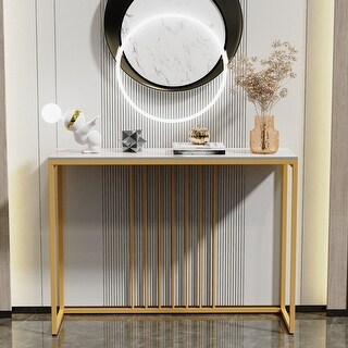 Luxury Sintered Stone Entryway Entry Gold Frame Console Table - 39 ...