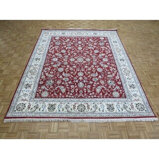 Hand Knotted Red Nain with Wool & Silk Oriental Rug (8'9" x 12'3") - 8 ...