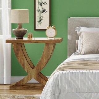 Compact End Table with Fishtail Frame and MDF Wood Surface - 23.62" x ...