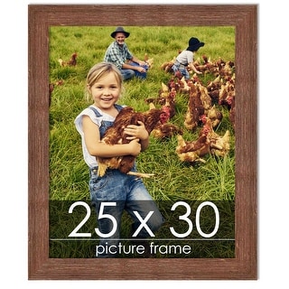 25x30 Frame Brown Barnwood Picture Frame with UV Acrylic Glass, Foam ...