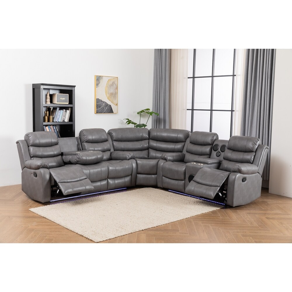 Grey Faux Leather Sectional Sofas - Bed Bath & Beyond