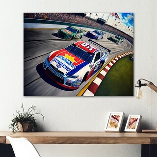 Designart 'Stock Car Racing Last Lap I' Modern Canvas Wall Art - Bed ...
