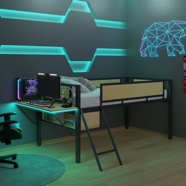 single bed frame with desk