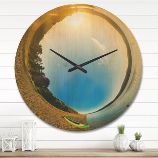 Designart 'Kayak in River Little Planet' Modern Wood Wall Clock - Bed ...