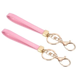 2pcs Wrist Lanyard Leather Keychain Lobster Clasps Keyring, Pink - Bed ...