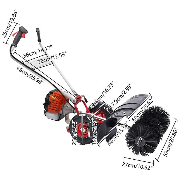 2 Stroke 52cc Hand-pushed Snow Plow Double Handle - 43*24*15inch - Bed ...