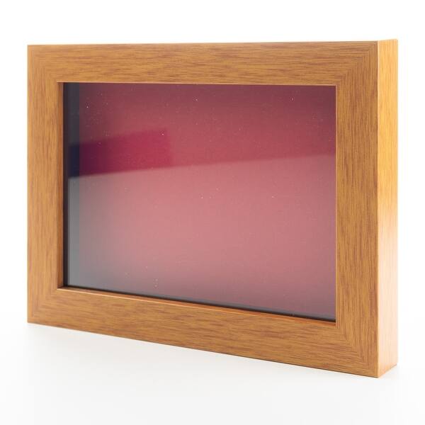 Honey Pecan 24x30 Wood Shadow Box with Red Acid-Free Backing - With 5/8 ...