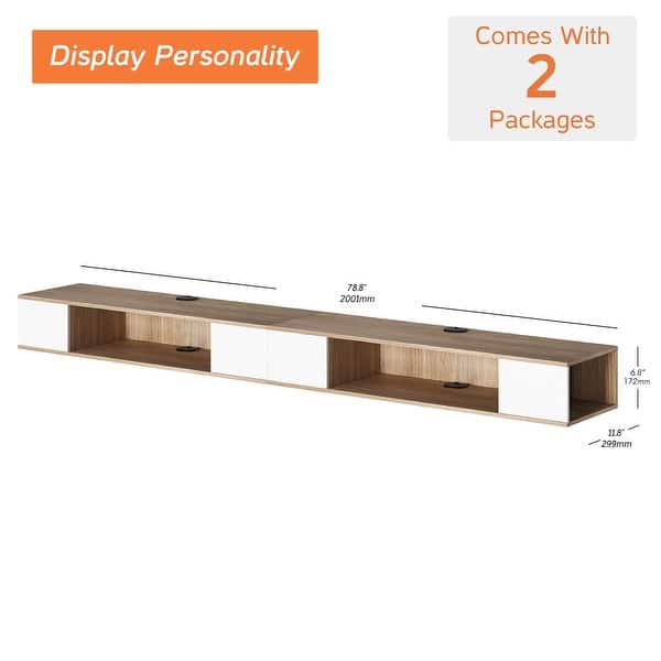 WAMPAT 80 inch Floating TV Stand, Floating Entertainment Center Wall ...