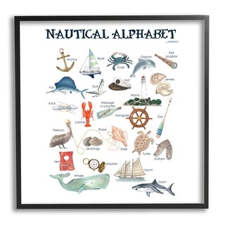 Stupell Educational Nautical Alphabet Learning Chart Marine Wildlife ...