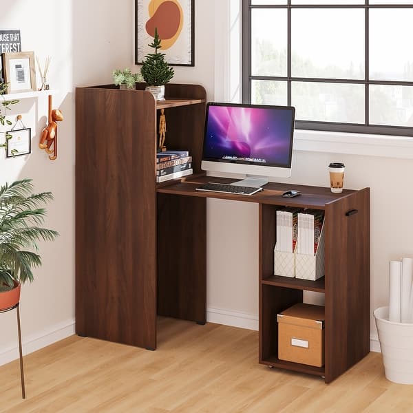 Costway Extendable Computer Desk Reversible Home Office Desk Study - On ...