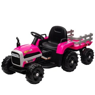 Kids Ride on Tractor with Trailer & Parent Remote Control,12V Battery ...