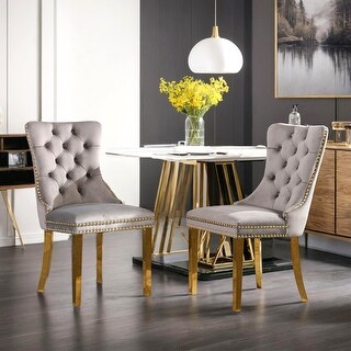 Upholstered Dining Chairs Set of 2, Velvet Button-Tufted Armless Chairs ...